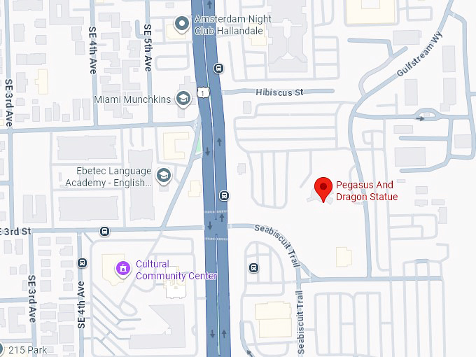 16. pegasus and dragon statue map