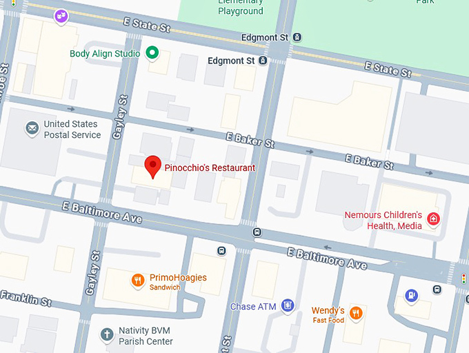 16. pinocchio's restaurant map