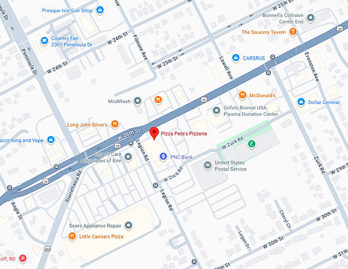 16. pizza pete's pizzeria map