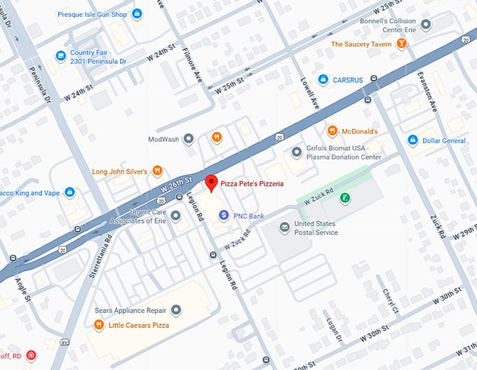 16. pizza pete's pizzeria map