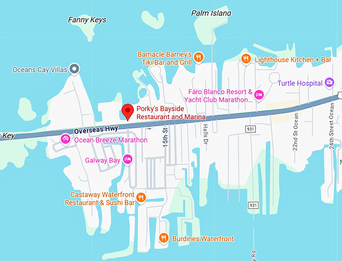 16. porky's bayside restaurant and marina map