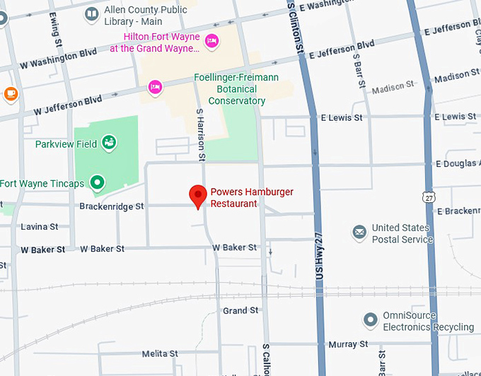 16. powers hamburger restaurant map
