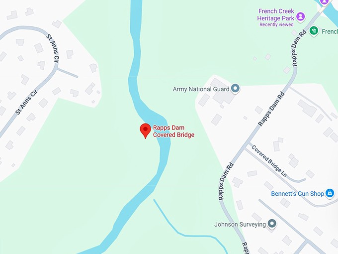 16. rapps dam covered bridge map