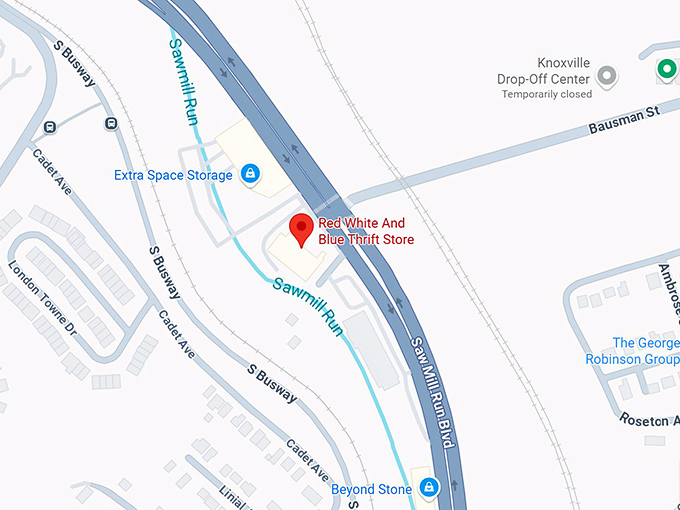 16. red white and blue thrift store (890 saw mill run blvd) map