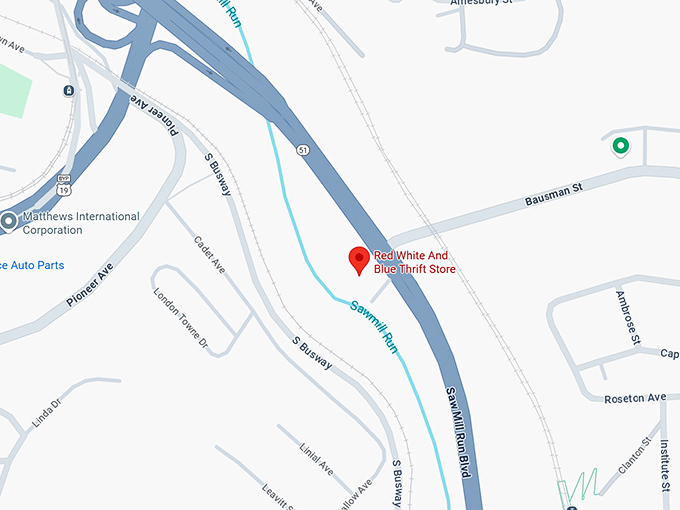 16. red white & blue thrift store 890 saw mill run blvd map