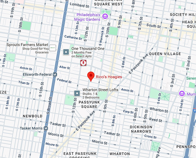 16. ricci's hoagies map