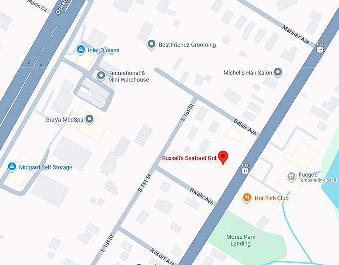 16. russell's seafood grill map