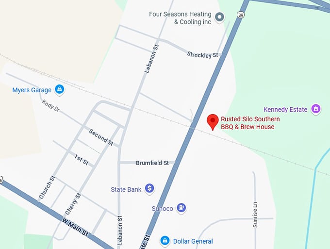 16. rusted silo southern bbq & brew house map
