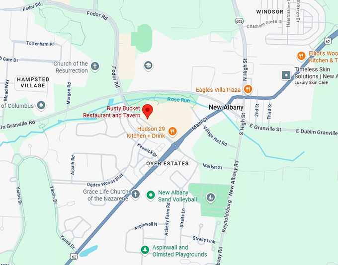 16. rusty bucket restaurant and tavern map