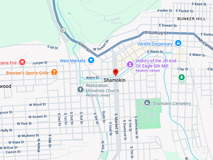 16. shamokin, pennsylvania