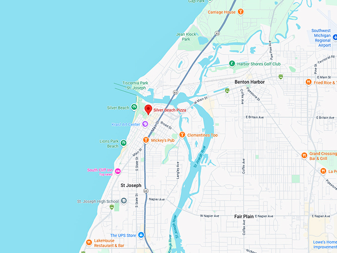16. silver beach pizza map