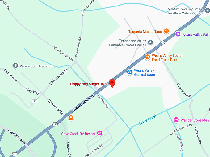 16. sloppy hog burger joint map