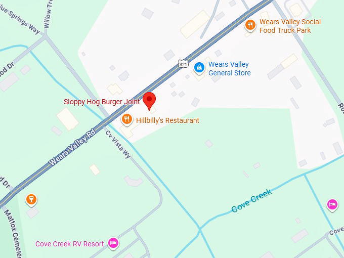 16. sloppy hog burger joint map