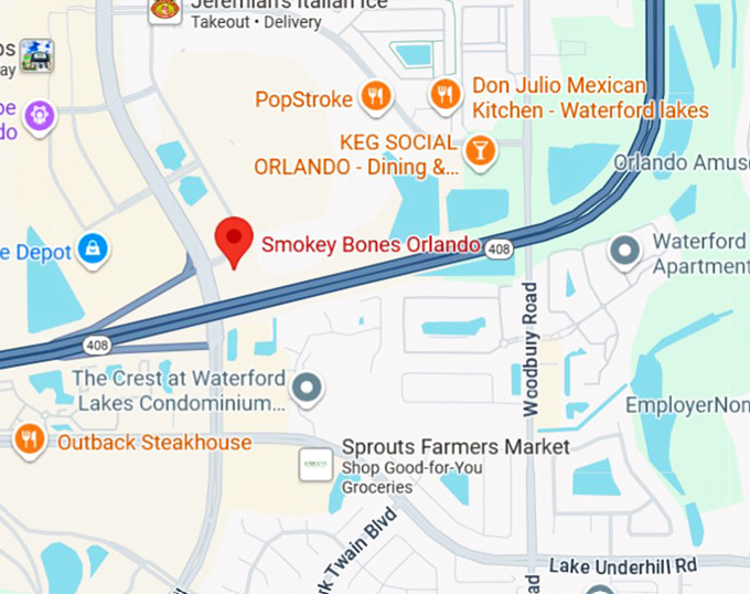 16. smokey bones orlando (303 n alafaya trail) map