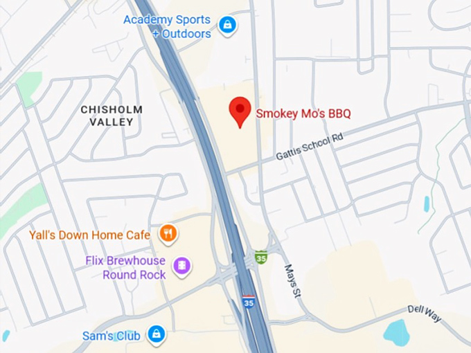 16. smokey mo's bbq 1601 s i 35 frontage rd ste 320 map