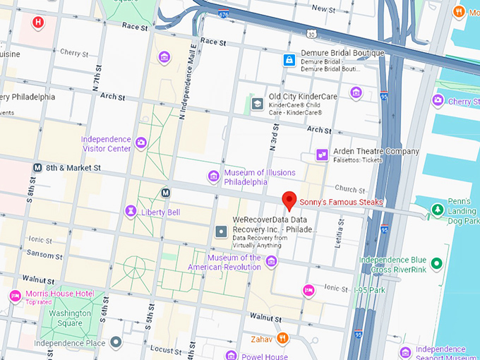 16. sonny's famous steaks map