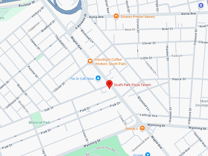 16. south park pizza tavern map