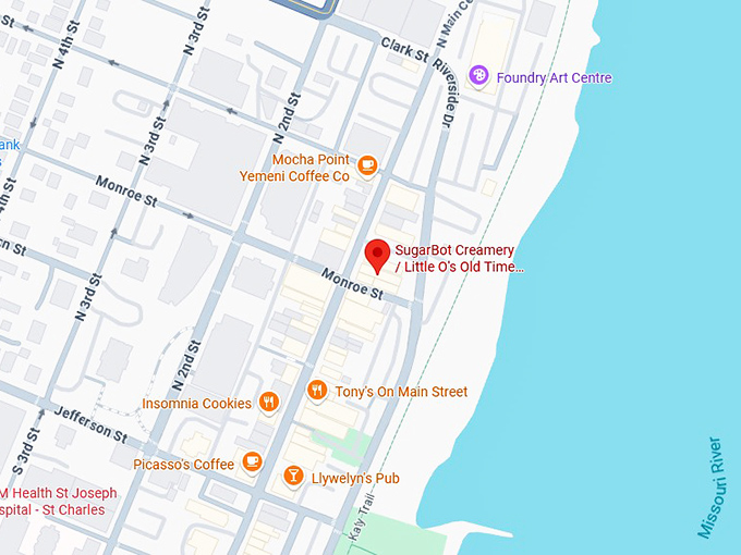 16. sugarbot creamery or little o's old time soda fountain map