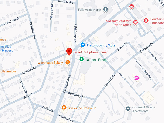 sweet p's uptown corner map