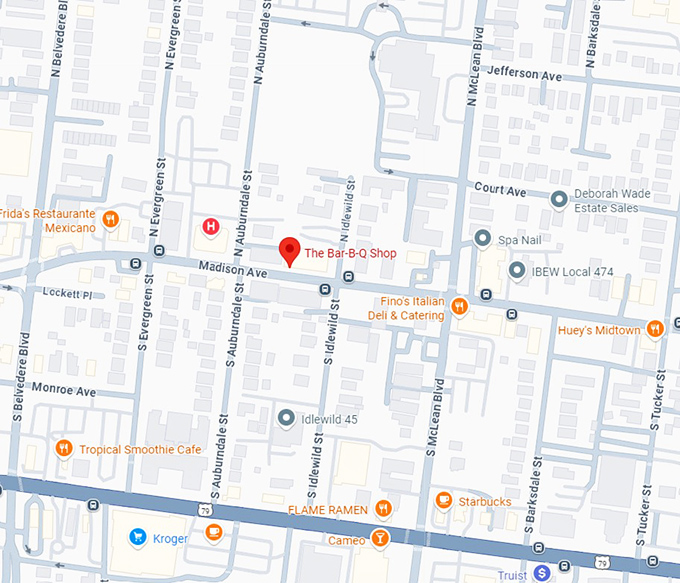 16. the bar b q shop map