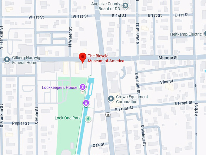 16. the bicycle museum of america map