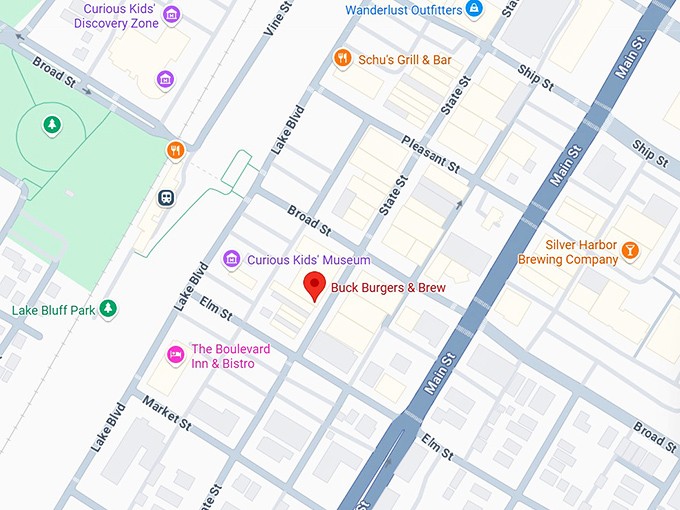 the buck burgers & brew map