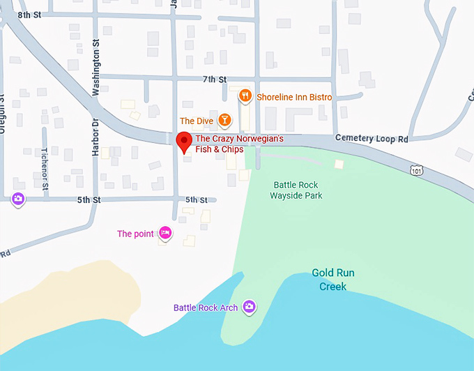 16. the crazy norwegian's fish & chips map