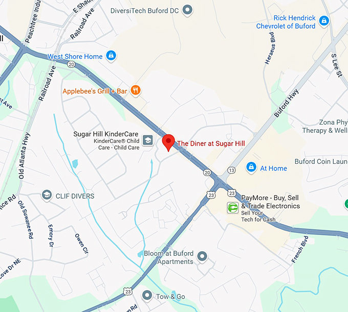 the diner at sugar hill map