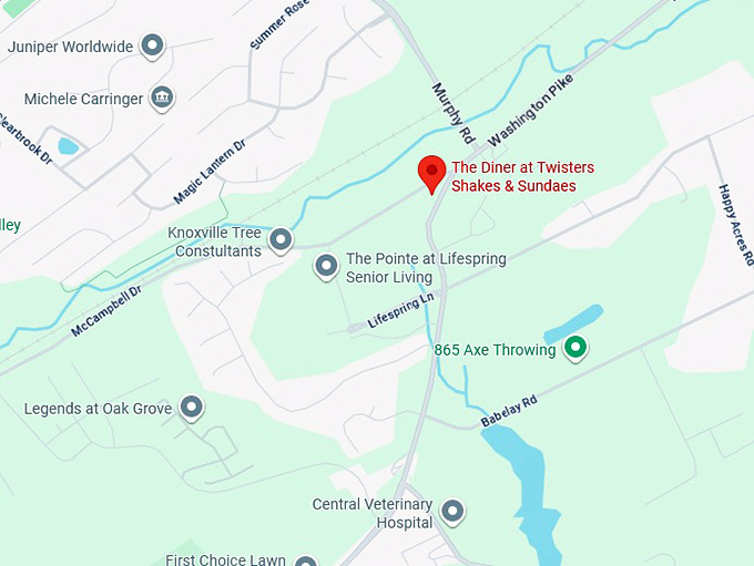 16. the diner at twisters shakes & sundaes map