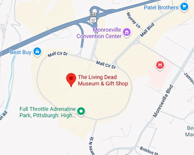 16. the living dead museum & gift shop map