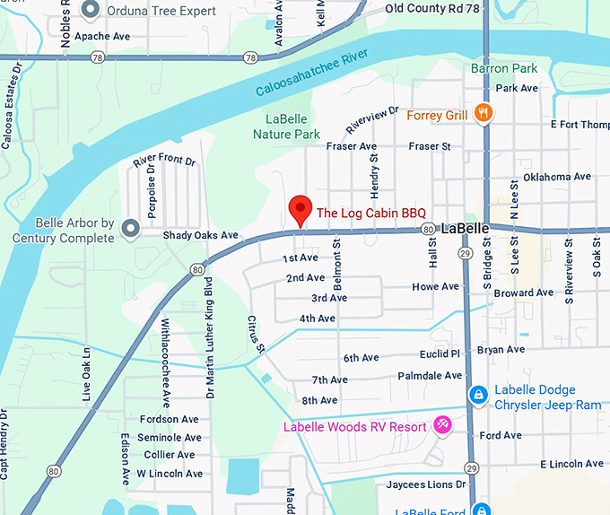 16. the log cabin bbq map