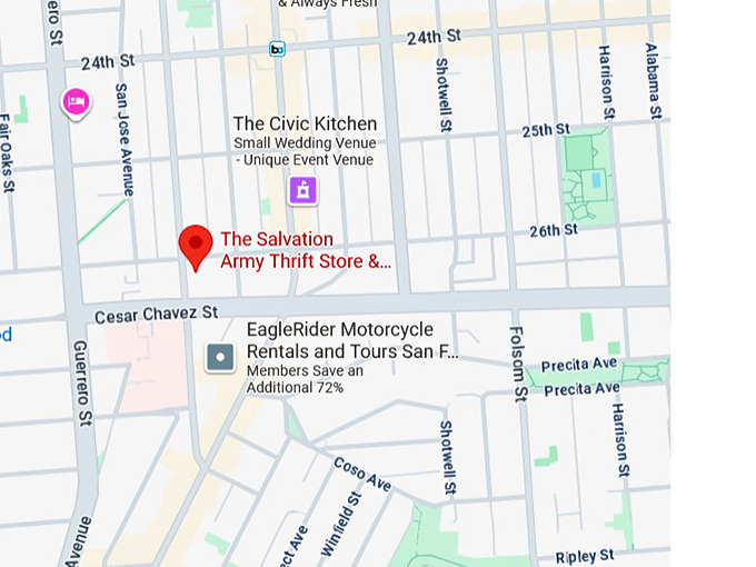 the salvation army thrift store & donation center (1501 valencia st) map