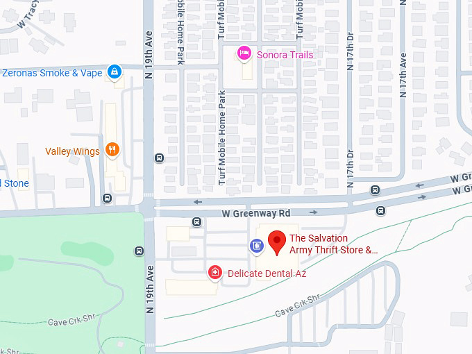 the salvation army thrift store & donation center (1849 w greenway rd) map