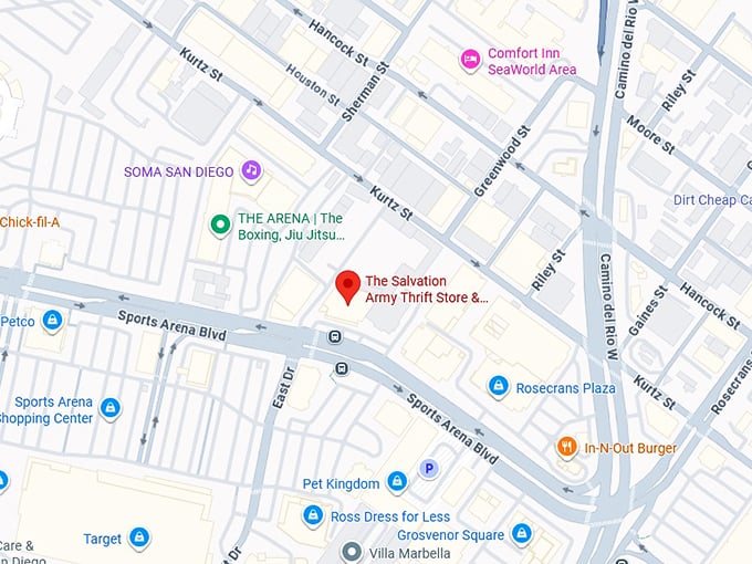 16. the salvation army thrift store & donation center (3240 sports arena blvd) map