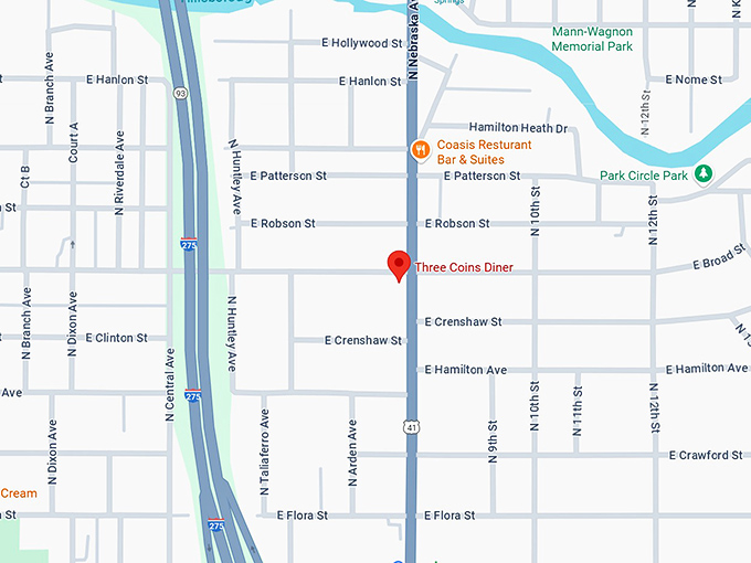 16. three coins diner map