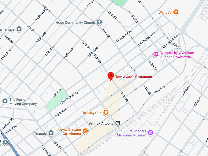 16. tom & joe's restaurant map