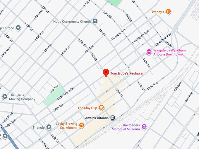 16. tom & joe's restaurant map