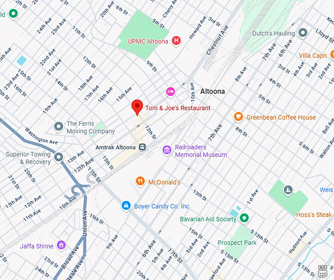 16. tom & joe's restaurant map