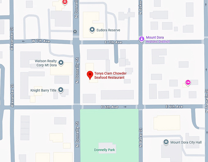 tonys clam chowder seafood restaurant map