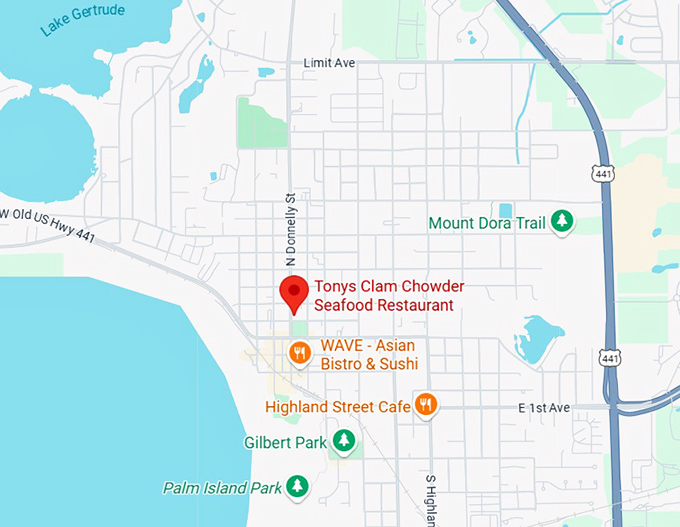 tonys clam chowder seafood restaurant map