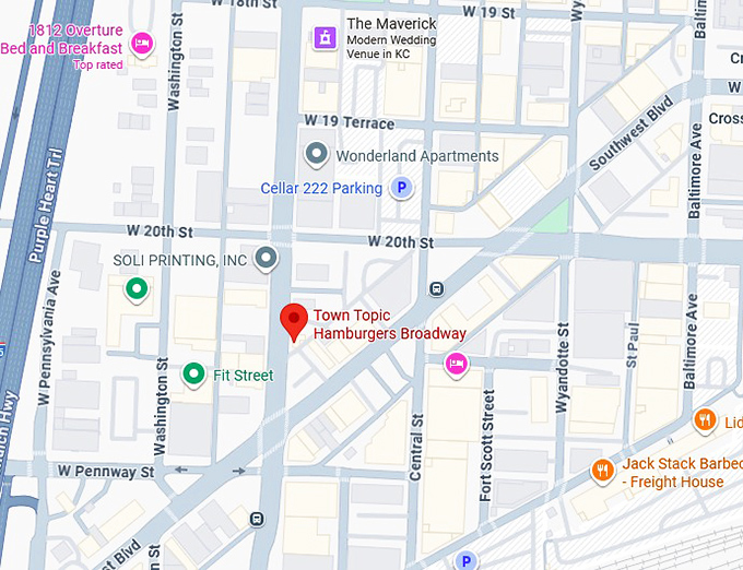 16. town topic hamburgers broadway map