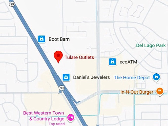 16. tulare outlets map