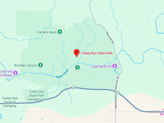 16. turkey run state park map