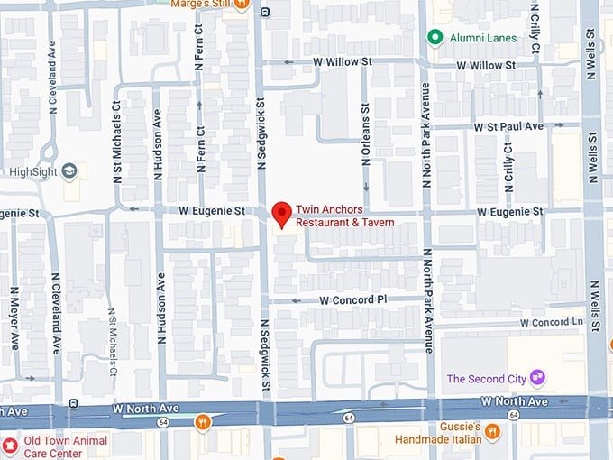 16. twin anchors restaurant & tavern map