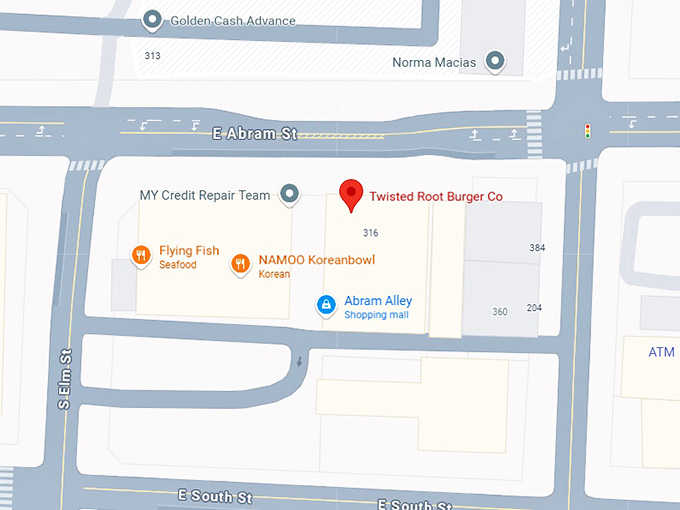 twisted root burger co. map