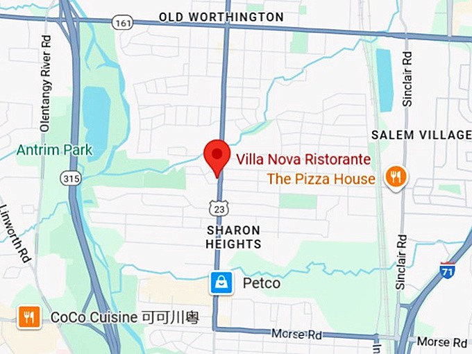 16. villa nova ristorante map