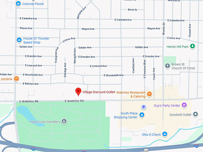 village discount outlet akron map