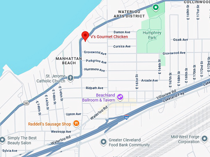 16. v's gourmet chicken map