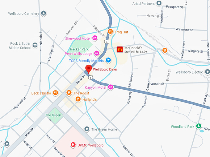 16. wellsboro diner map