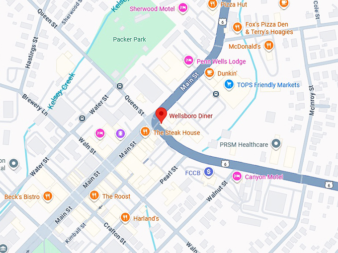 16. wellsboro diner map